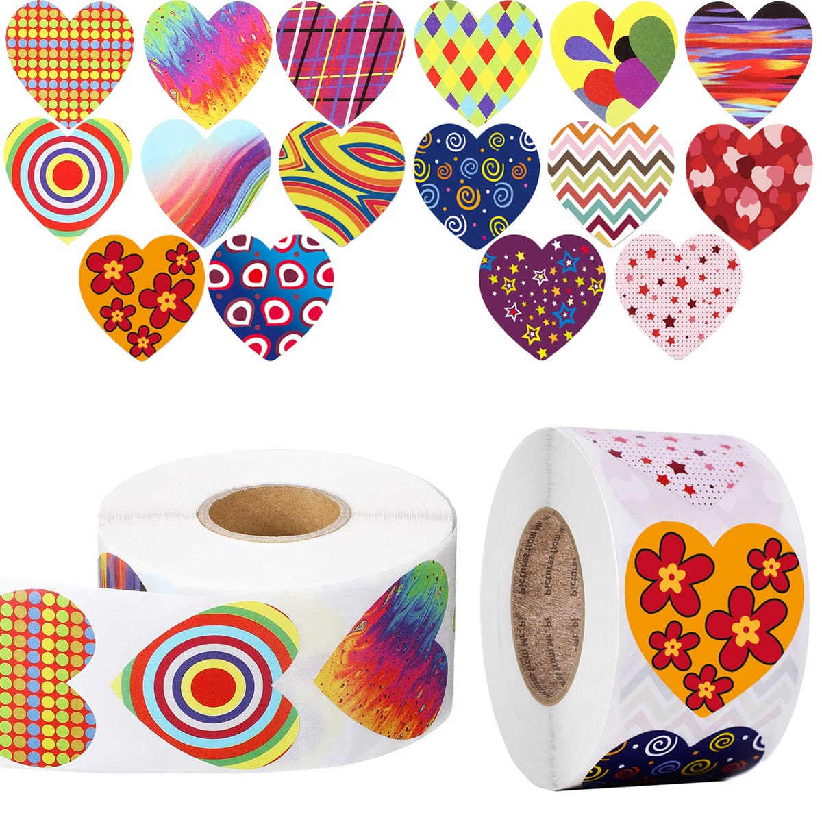 1000 Pieces Love Heart Shaped Label Stickers Valentine's Day Stickers Self-Adhesive Colorful Decorative Labels for Happy Valentines Day Wedding Party Accessories Favor, 1 inch