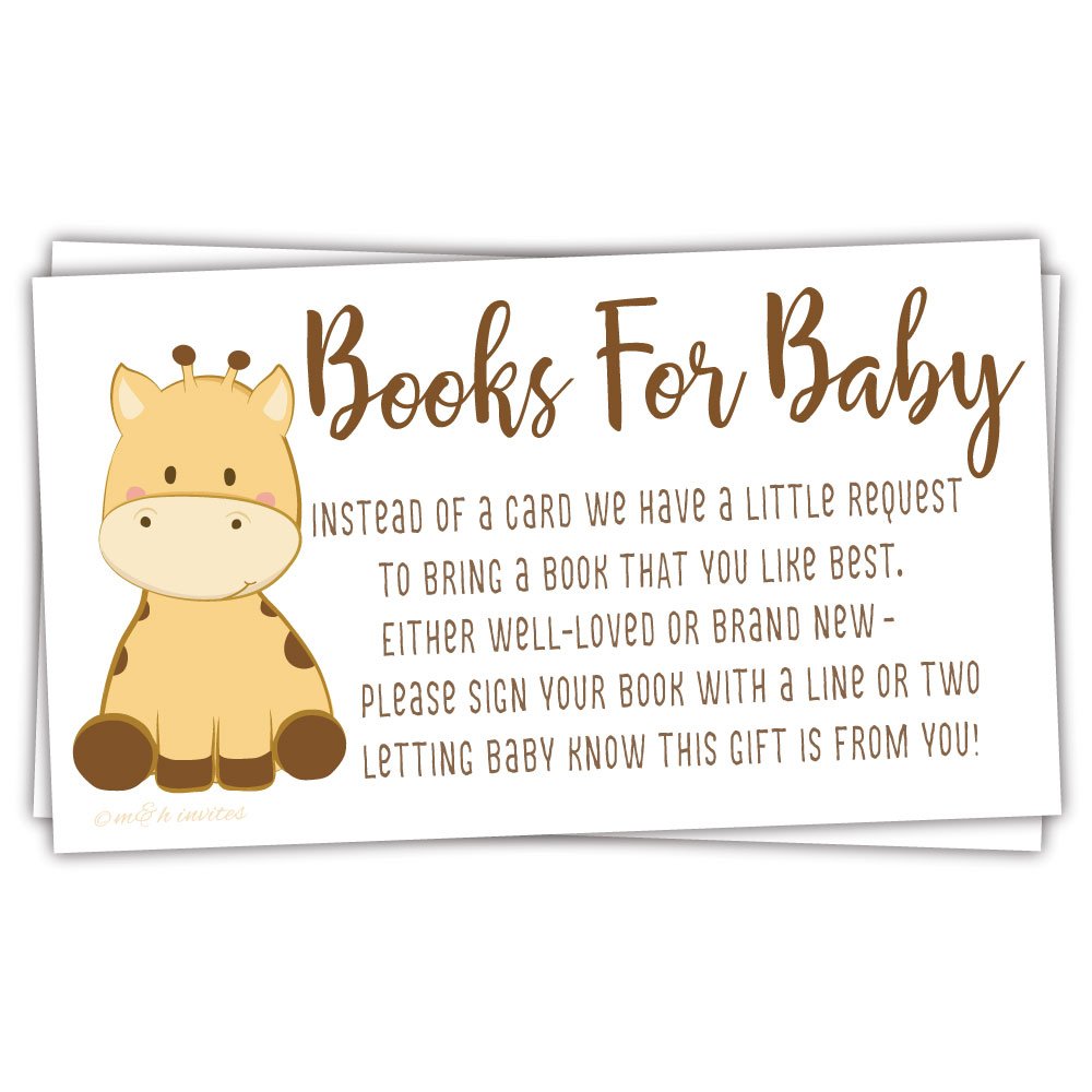 50 Giraffe Books for Baby Shower Request Cards - Baby Shower Invitation Inserts