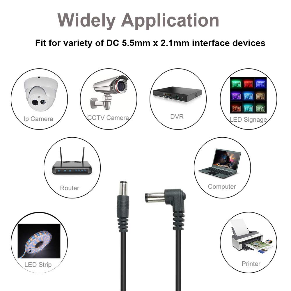 AlloverPower 4-Pack DC Male to Male Cable 5.5mm X 2.1mm Connector Plug Patch Wire Adapter Extension Cord for Strip Light, DVR CCTV Surveillance Security Camera, Audio Recording, Car, Monitor 2Ft
