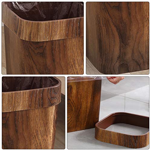 Garneck Trash Container Vintage Trash Trash Can Wood Small Square Wastebasket Garbage Container Bin Trash Can Pail for Bathroom Kitchen Home Office Square Garbage Container Kitchen Garbage Cans