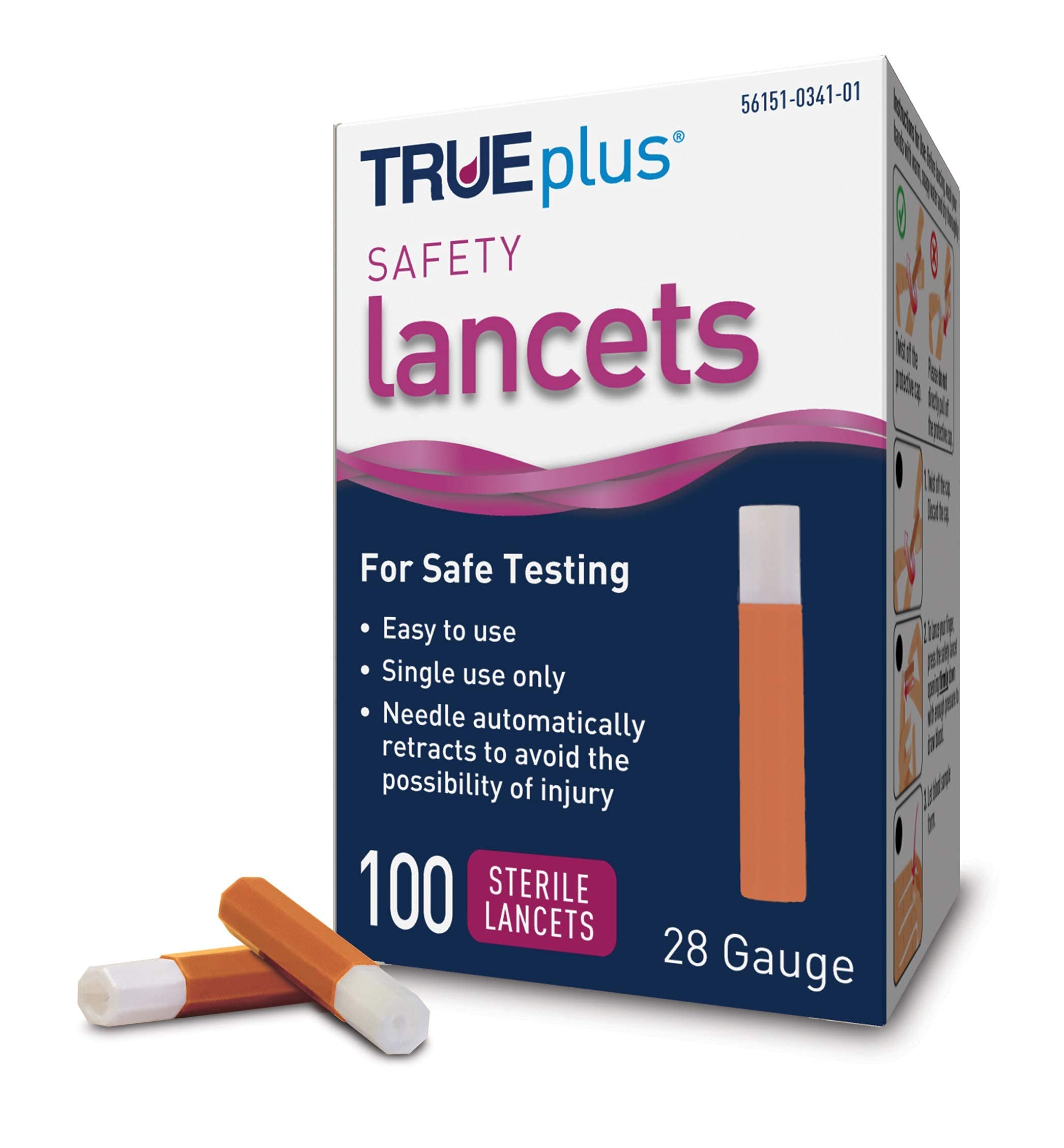 1x 100ct TRUE METRIX Test Strips + 1x 100ct TRUEplus 28g Safety Lancets