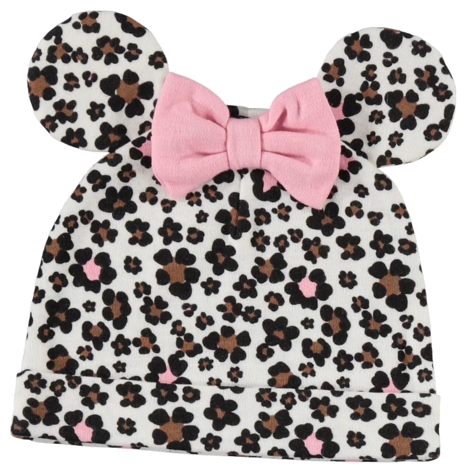 Disney Minnie Mouse Newborn Baby Girls 4 Piece Outfit Set: Bodysuit Pants Bib Hat Pink 0-3 Months