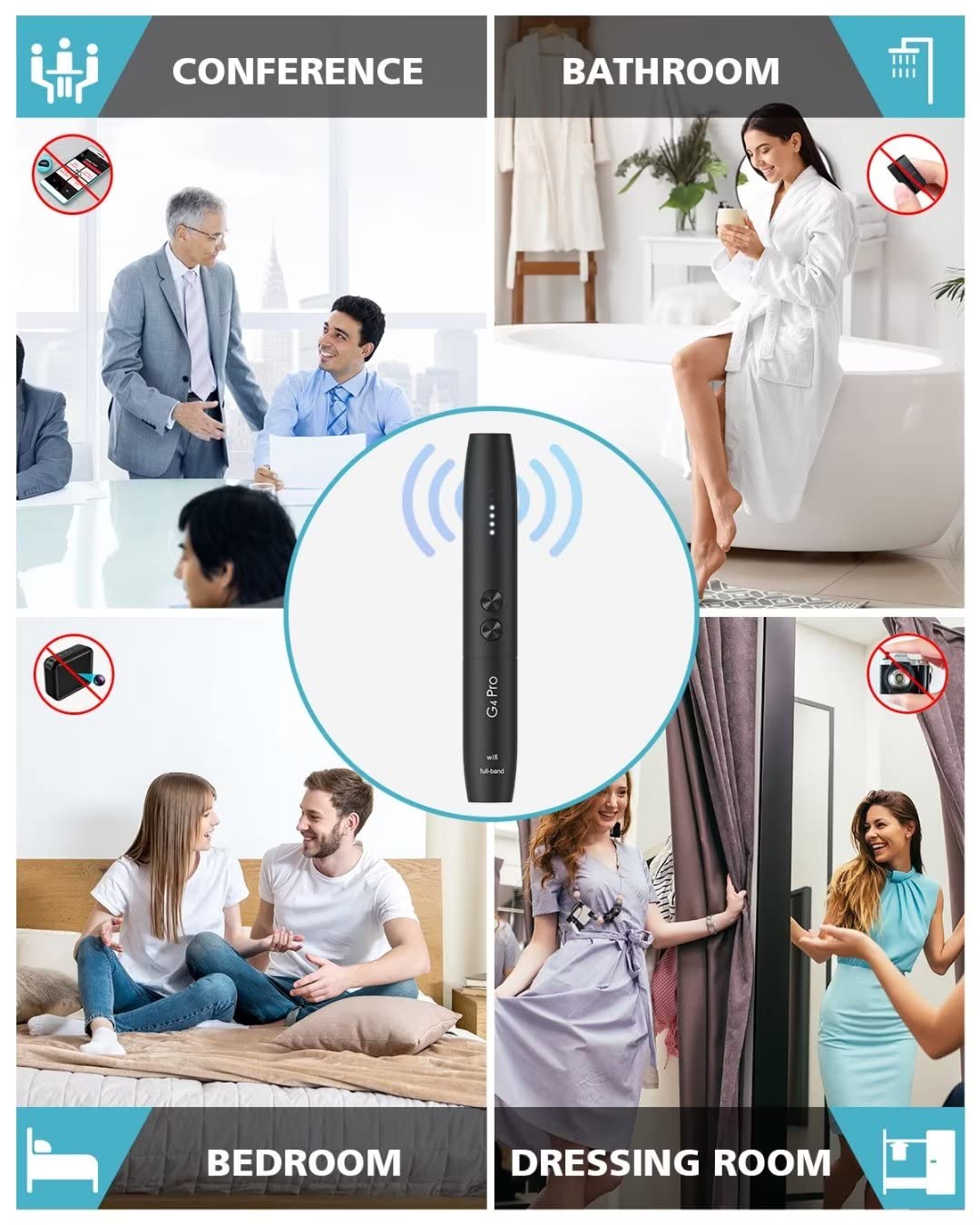 JEPWCO G4 Pro Anti Spy Detector for Wireless Audio Bug Camera, Bug Detector, Privacy Protector, 5 Level Sensitivity, 25H Working Time, Portable Pen Shape, Home Office