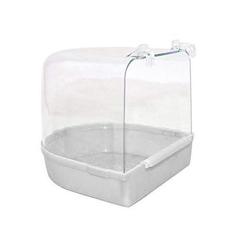 MNTT Hanging Bird Bath Cage,Pet Cleaning Cage Accessories Plastic Box Parrot Bathing for Pet Shower Bird Bathtub Birdbath(White)