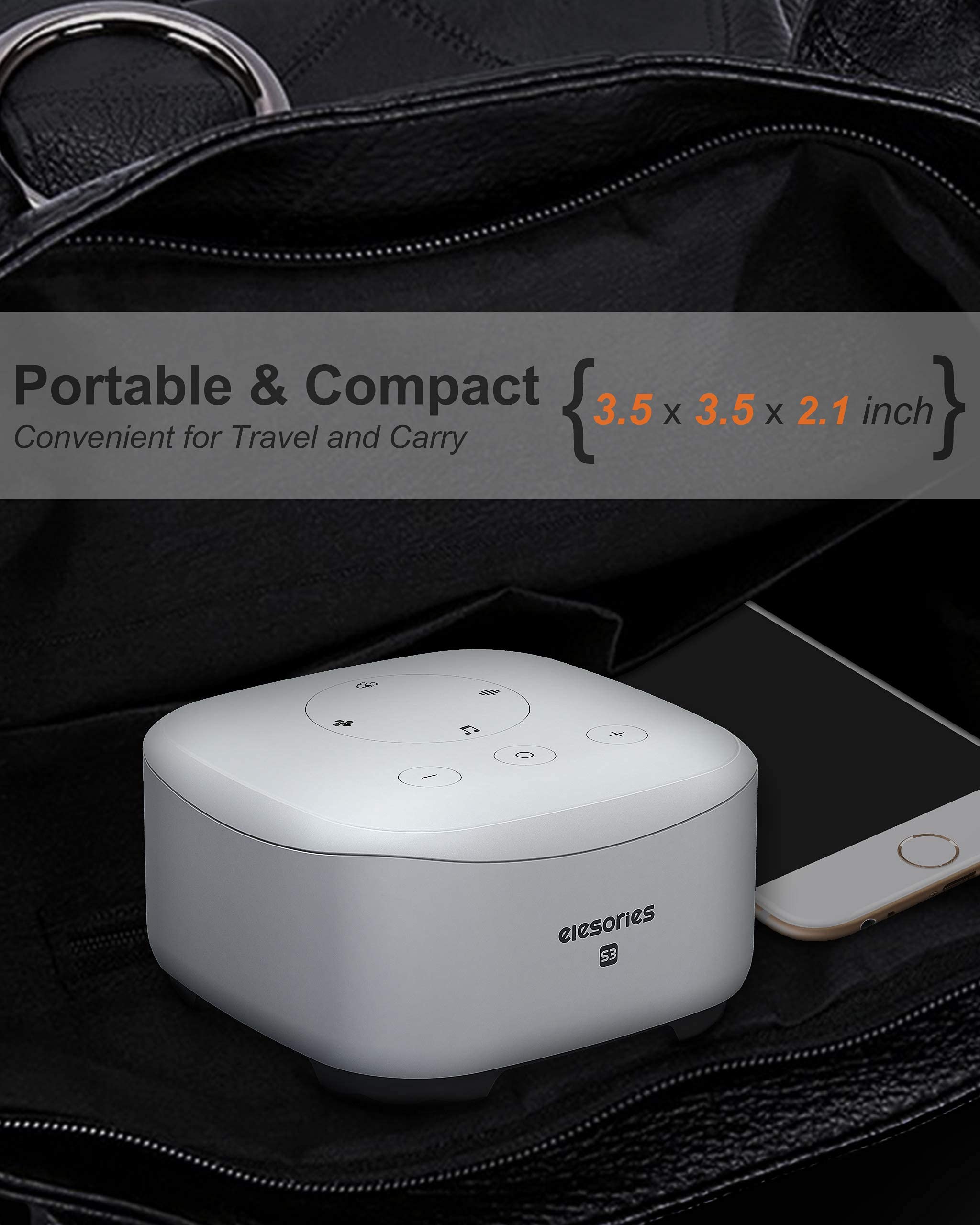 elesories S3 White Noise Machine, Portable Sleep Therapy Sound Machine for Adults Baby Kids Sleeping