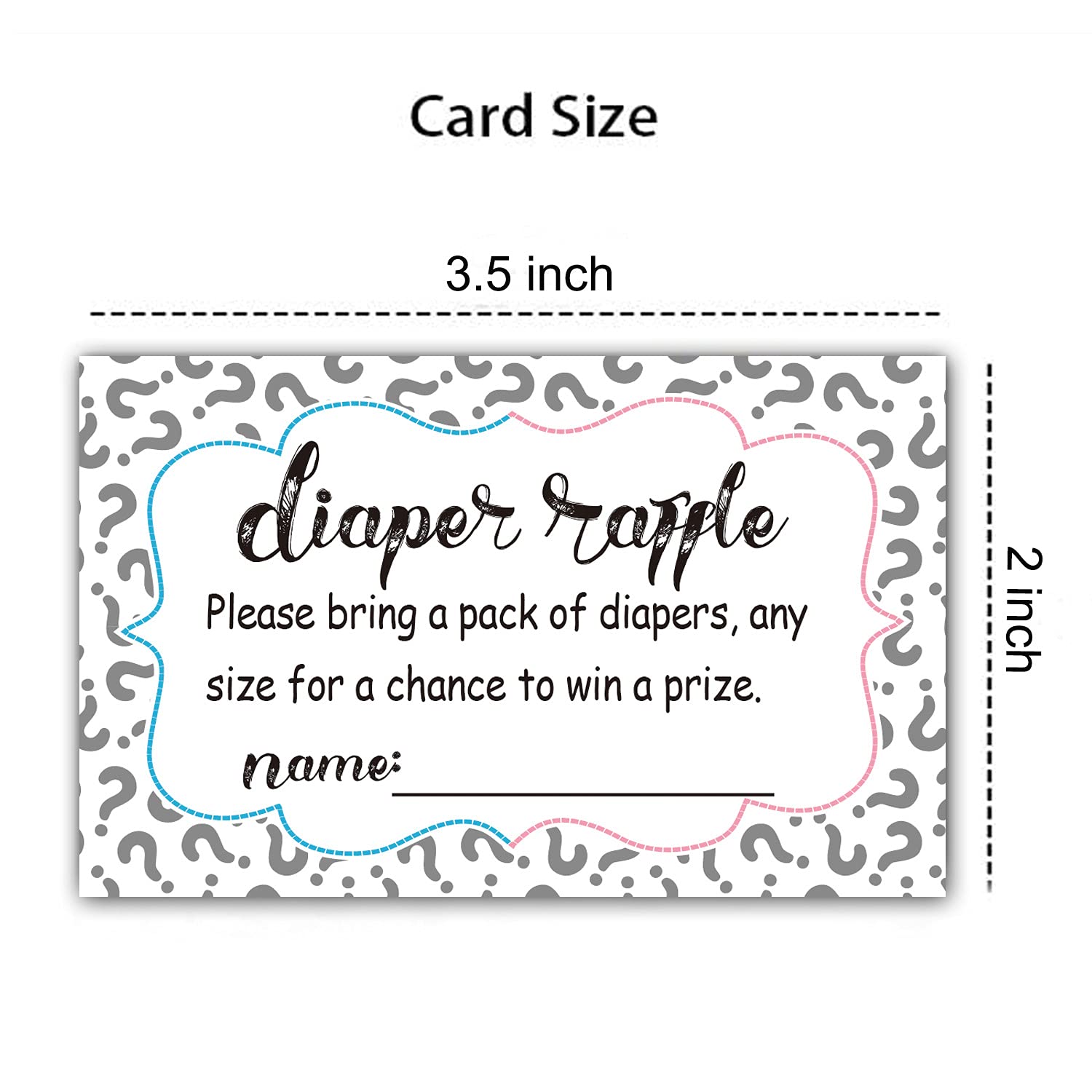 Diaper Raffle Tickets for Baby Shower (50 Count) 3.5" x 2" with Name Line, Baby Shower Game