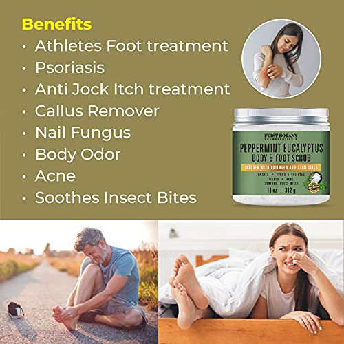 First Botany Body Scrub - Natural Exfoliating Salt Scrub & Body and Face Souffle helps with Moisturizing Skin, Acne, Cellulite, Dead Skin Scars, Wrinkles (10 fl oz, Lavender)