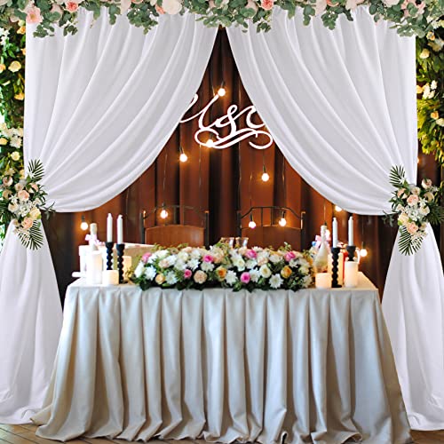 10ft x 10ft White Backdrop Curtain Panels for Parties, Wrinkle Resistant Polyester Wedding Backdrop Drapes for Party Birthday Backdrop Photography Home Decorations
