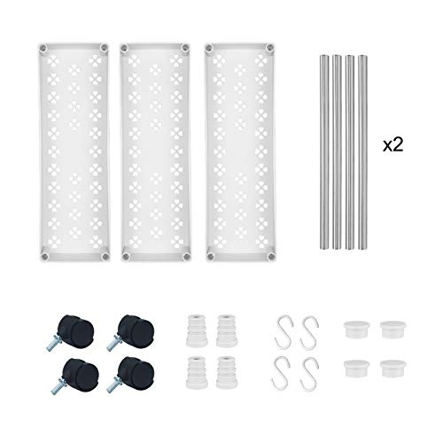 YooFZler 3 Tier Slim Storage Cart Mobile Tower Rack Rolling Shelving Unit Storage with Casters Wheels&4 Side Hoops for Kitchen Bathroom Laundry Room