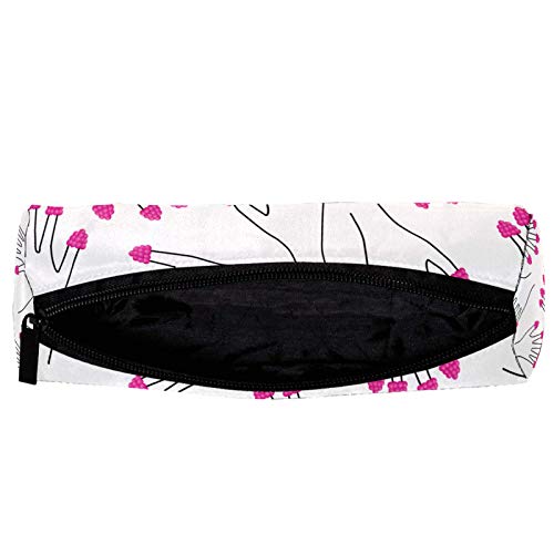 Raspberries On All Fingers Hand Pattern Pencil Bag Pen Case Stationary Case Pencil Pouch Desk Organizer Makeup Cosmetic Bag for School Office