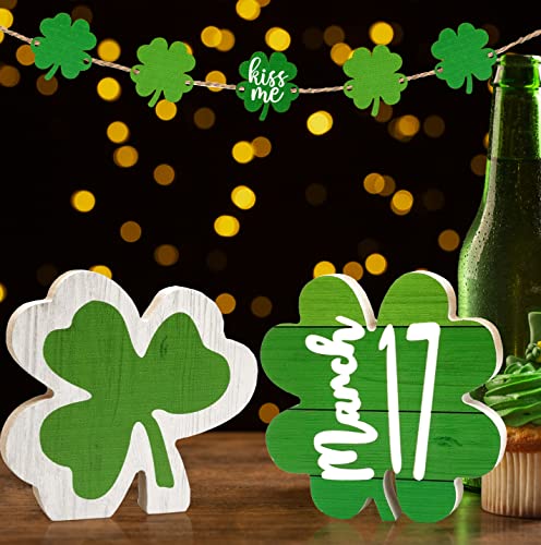 11 Pieces St. Patrick's Day Tiered Tray Decor Shamrock Wooden Signs St. Patrick's Day Freestanding Table Decorations for St. Patrick's Day Table Home Kitchen Bar Decoration Party Decorations