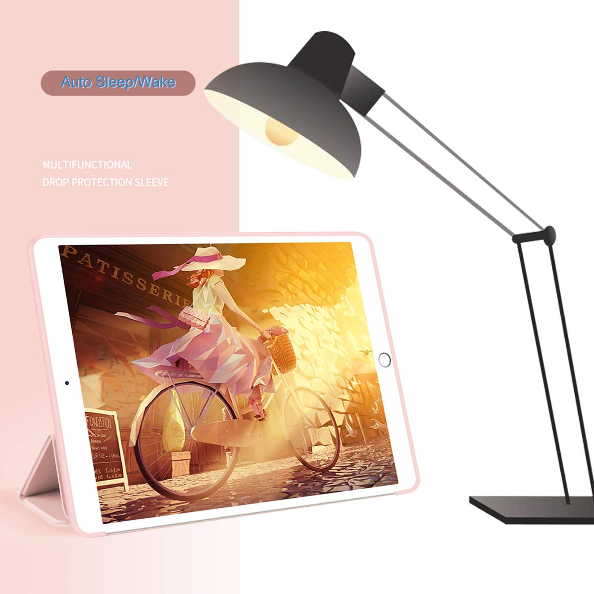 Aoub Case for iPad Mini 1/2/3, Ultra Slim Lightweight Trifold Stand Smart Auto Sleep/Wake Cover, Soft TPU Silicone Back Case for iPad Mini 1st/2nd/3rd Generation 7.9 inch, Light Pink