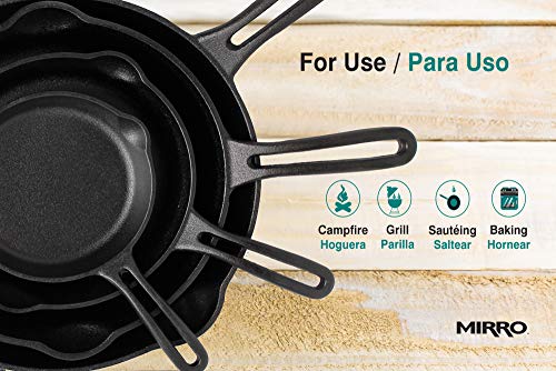 Mirro MIR-19053 12" Pre-Seasoned Ready to Use Round Cast Iron Skillet with Helper Handle, Black