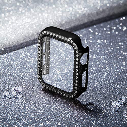 Recoppa Compatible for Apple Watch Case with Screen Protector for Apple Watch 44mm Series 6/5/4/SE, Bling Crystal Diamond Rhinestone Ultra-Thin Bumper Full Cover Protective Case for Women Girls iWatch