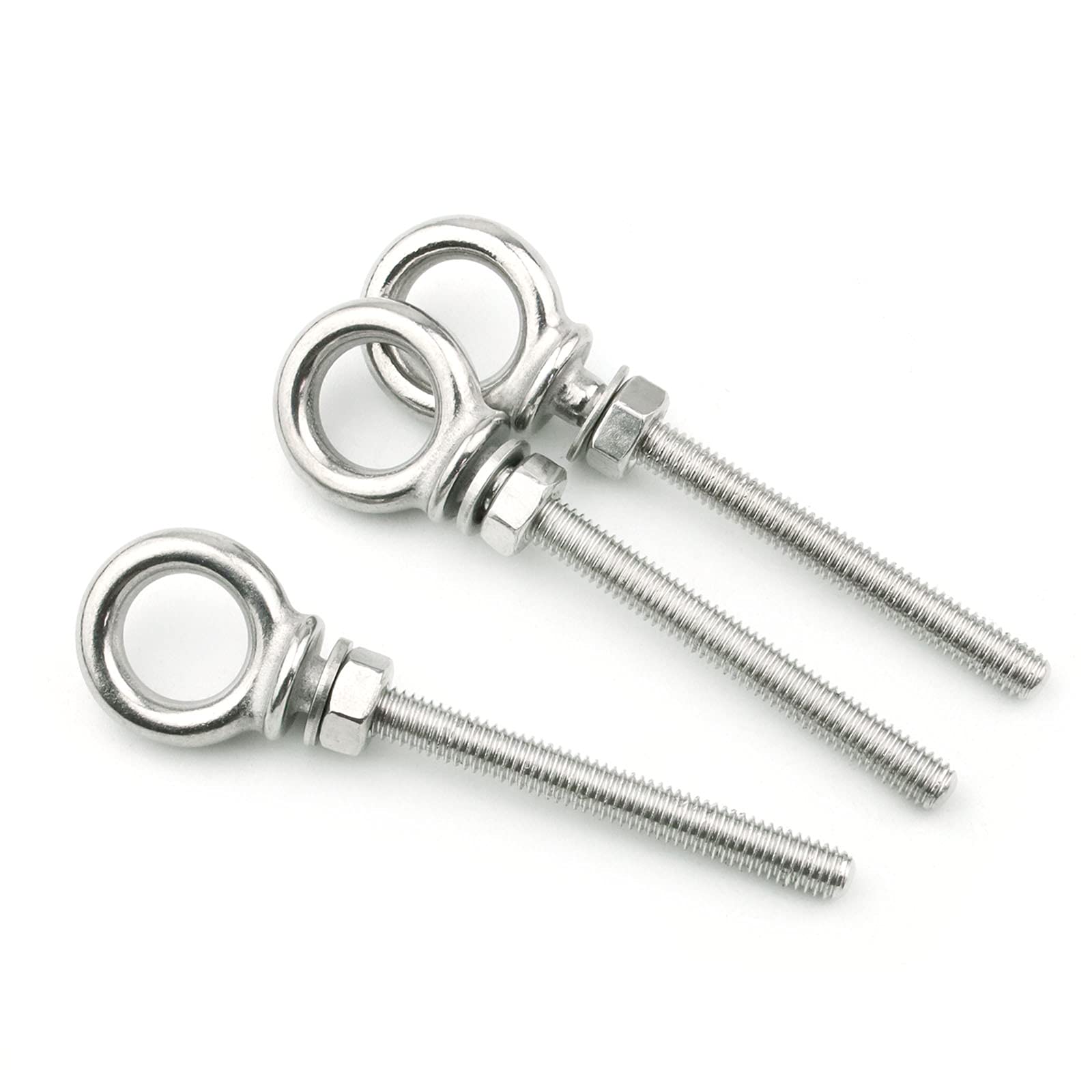 316 Stainless Steel Eye Bolt, Heavy Duty Shoulder Eyebolts Screws with Washer and Nuts (M6, 10PCS)
