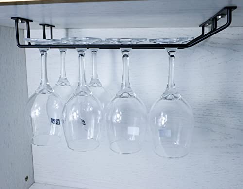 DZHJKIO Black Stemware Rack,Wire Hanging Rack,Under Cabinet Wine Glass Rack,Wine Glass Hanging Rack 2 Pack 14 Inch