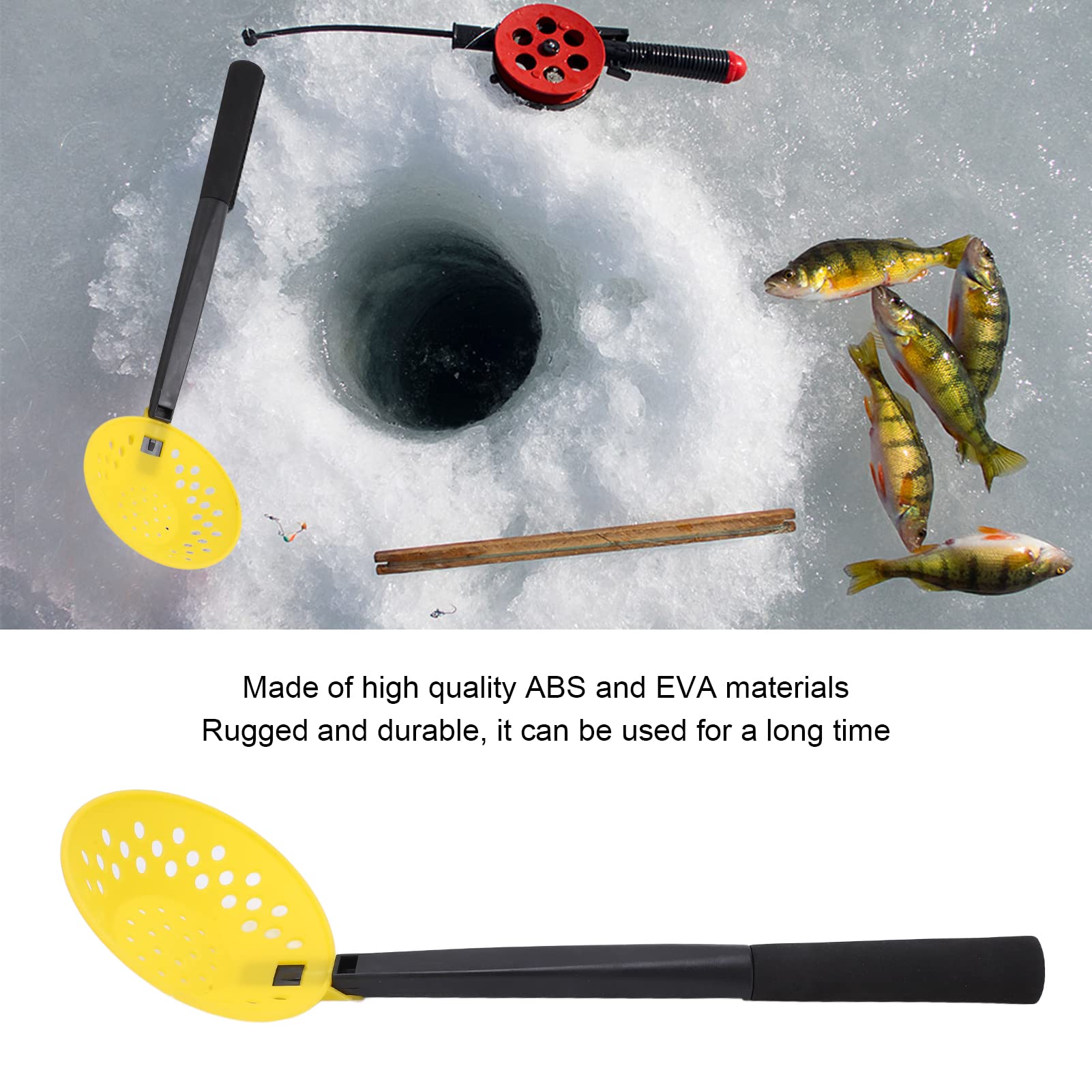01 02 015 Winter Fishnet Strainer Scoop Skimmer, Ergonomic Durable Comfortable Winter Ice Fishing Tool Ice Scoop Skimmer for Removing Ice
