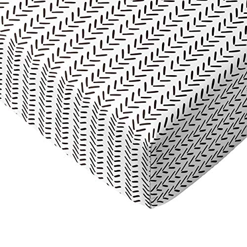 Crib Sheets for boy Girl - 100% Cotton Fitted Crib Sheet Set - Perfect for Baby Boys and Girls - Fits Standard Toddler Mattress (Black White Mudcloth)