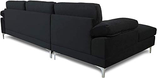 Restar Sectional Couch Left-Hand Facing, L-Shaped Couch for Family Living Room, Modern Large Velvet Sectional Sofa with an Extra-Wide Chaise Lounge (Black)