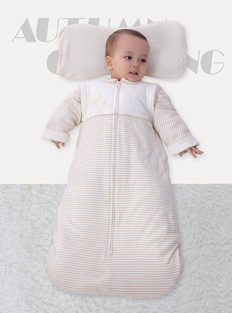 OuYun Baby Sleeping Bag 100% Cotton Sleeves Detachable Wearable Blanket Winter,Sunflowers,Meduim
