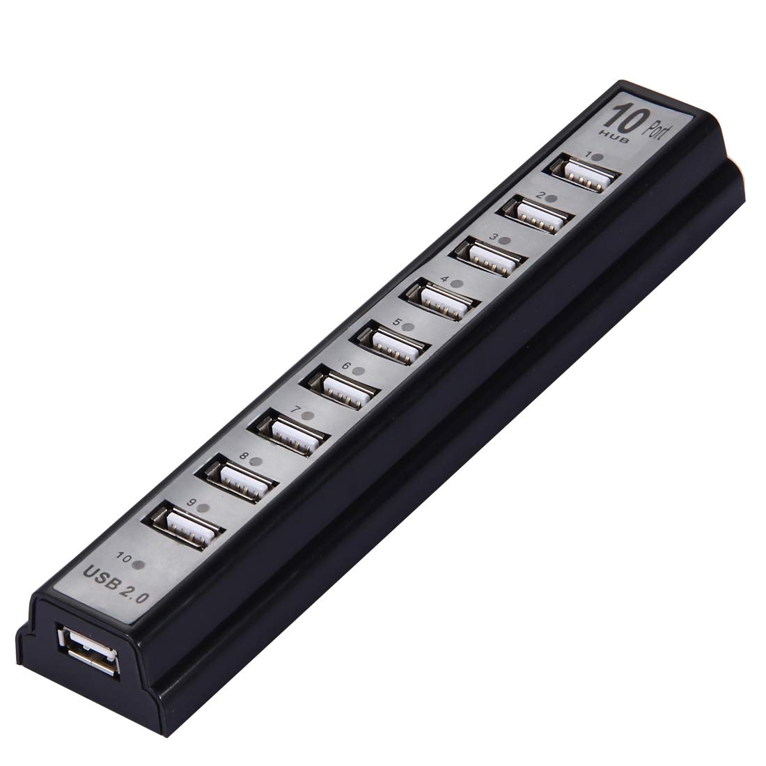 JSANSUI Distributor hub 10-Port USB2.0 HUB Splitter Computer with USB Power Extension Multi-Interface, USB2.0 High-Speed Multi-hub Extension and Power Adapter (Silver)