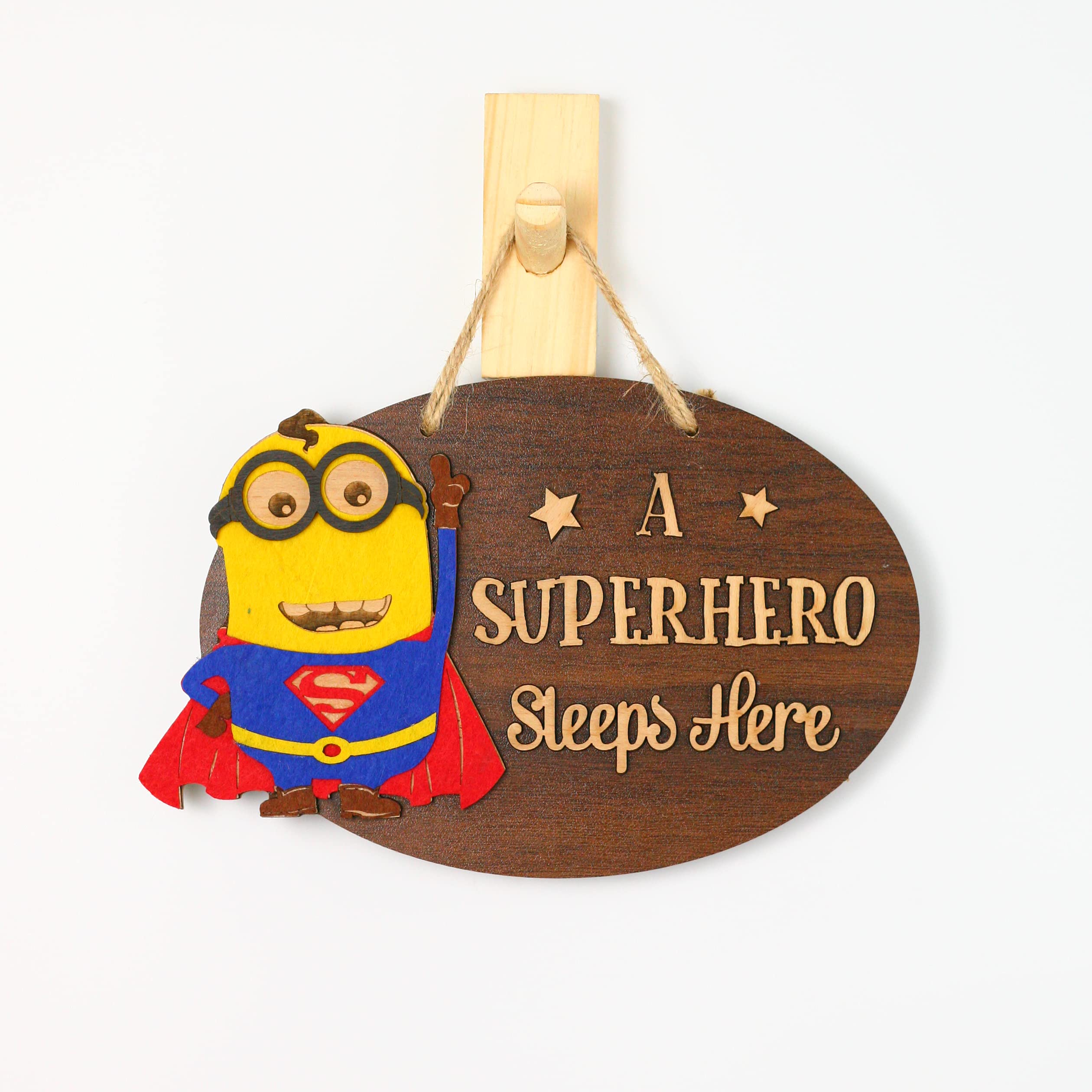 A Superhero Sleeps Here Door Hanger, Baby Boy Hanging Sign, Bedroom Door Hanger, 3D Wood Sign, Baby Bedroom Door Sign, Baby Boy Room Wood Hanging Sign