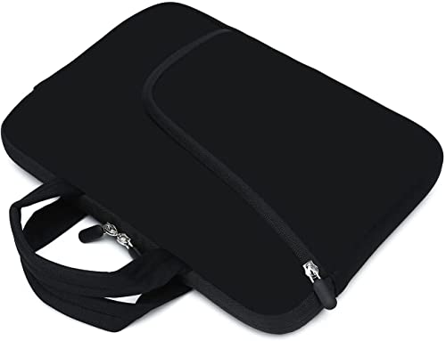 11.6 12 12.1 Inch Laptop Sleeve Carrying Bag Protective Case Neoprene Sleeve Tote Tablet Cover Notebook Briefcase Bag with Handle Extra Pockets for Women(Black)