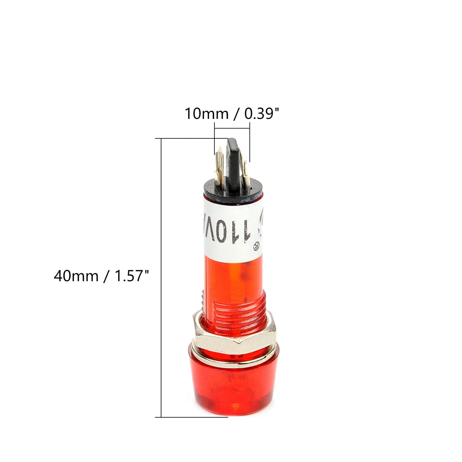 Aicosineg Red 110V 0.39" Hole Diameter Indicator Light Flush Panel Mount 1.57" Length for Electrical Control Panel 15Pcs