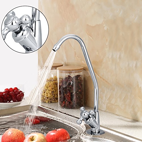 1/4'' Kitchen Faucet Tap Accessories,Zinc Alloy Chrome Reverse Osmosis RO Drinking Water Filter Tool For Filter Water
