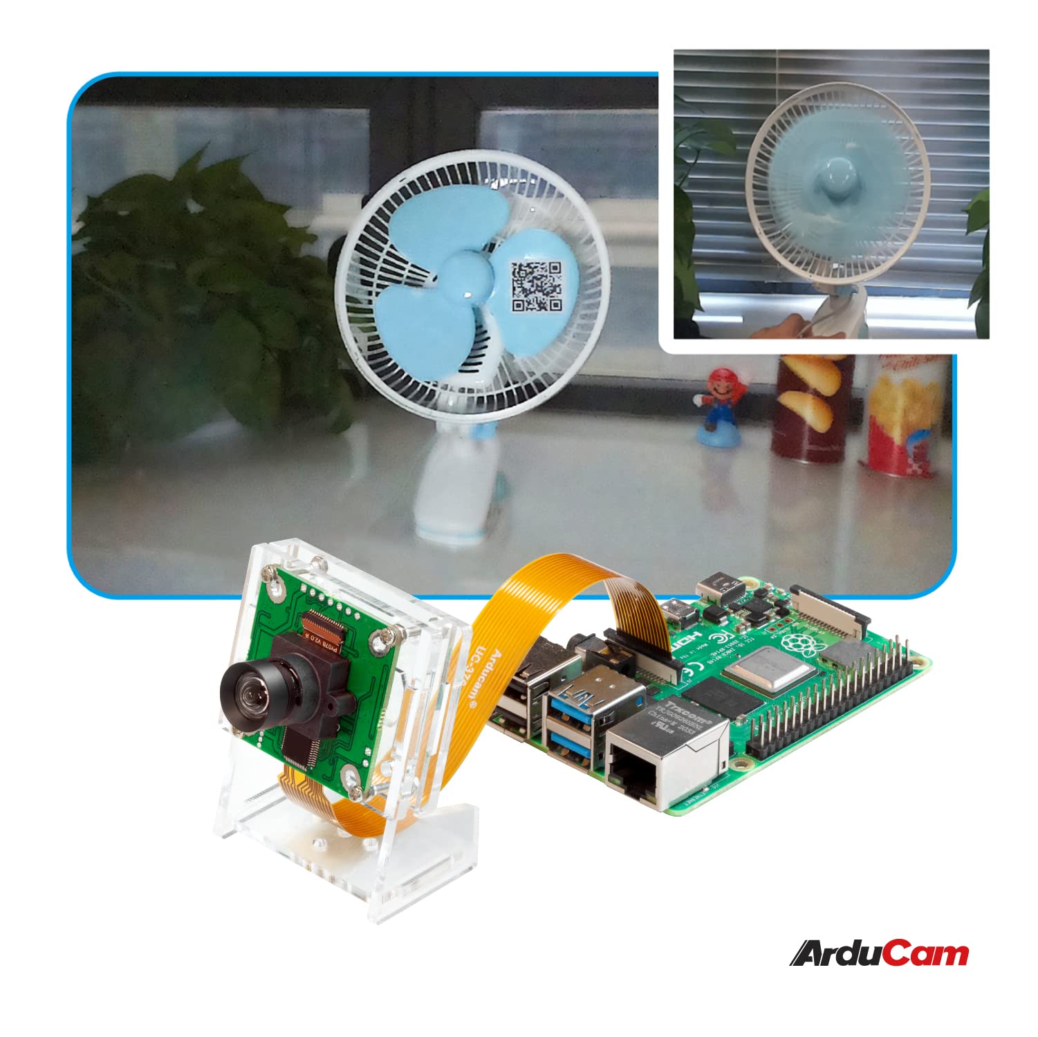 Arducam Full HD Color Global Shutter Camera for Raspberry Pi, 2.3MP AR0234 Wide Angle Pivariety Camera Module