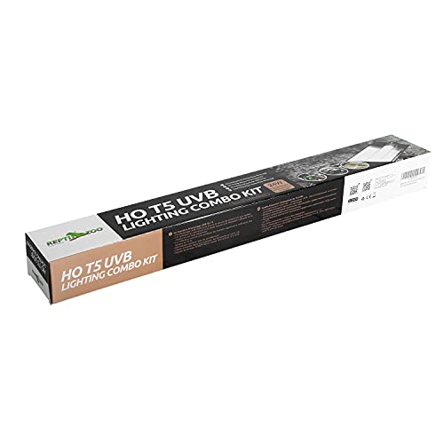 REPTI ZOO T5 HO UVB Lighting Combo Kit, Terrarium Hood Comes with Desert 10.0 UVB T5 Lamp (24W)