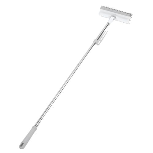 2 in 1 Brush Scrubber Long Handle Stiff Bristle 180° Rotating Cleaning Tool Bathroom Kitchen Effectively (White)