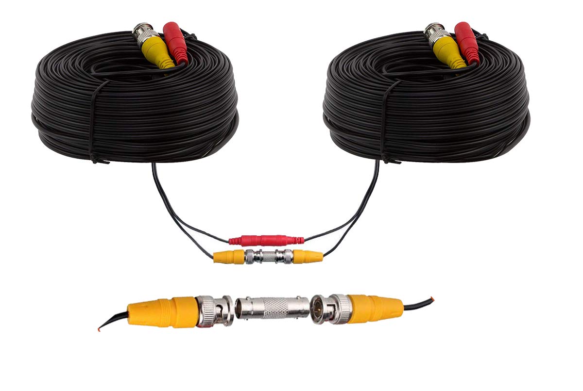 100ft Pre-Made All-in-One BNC Video and Power Cable with Connector for Surveillance CCTV Security Camera Video System - Black