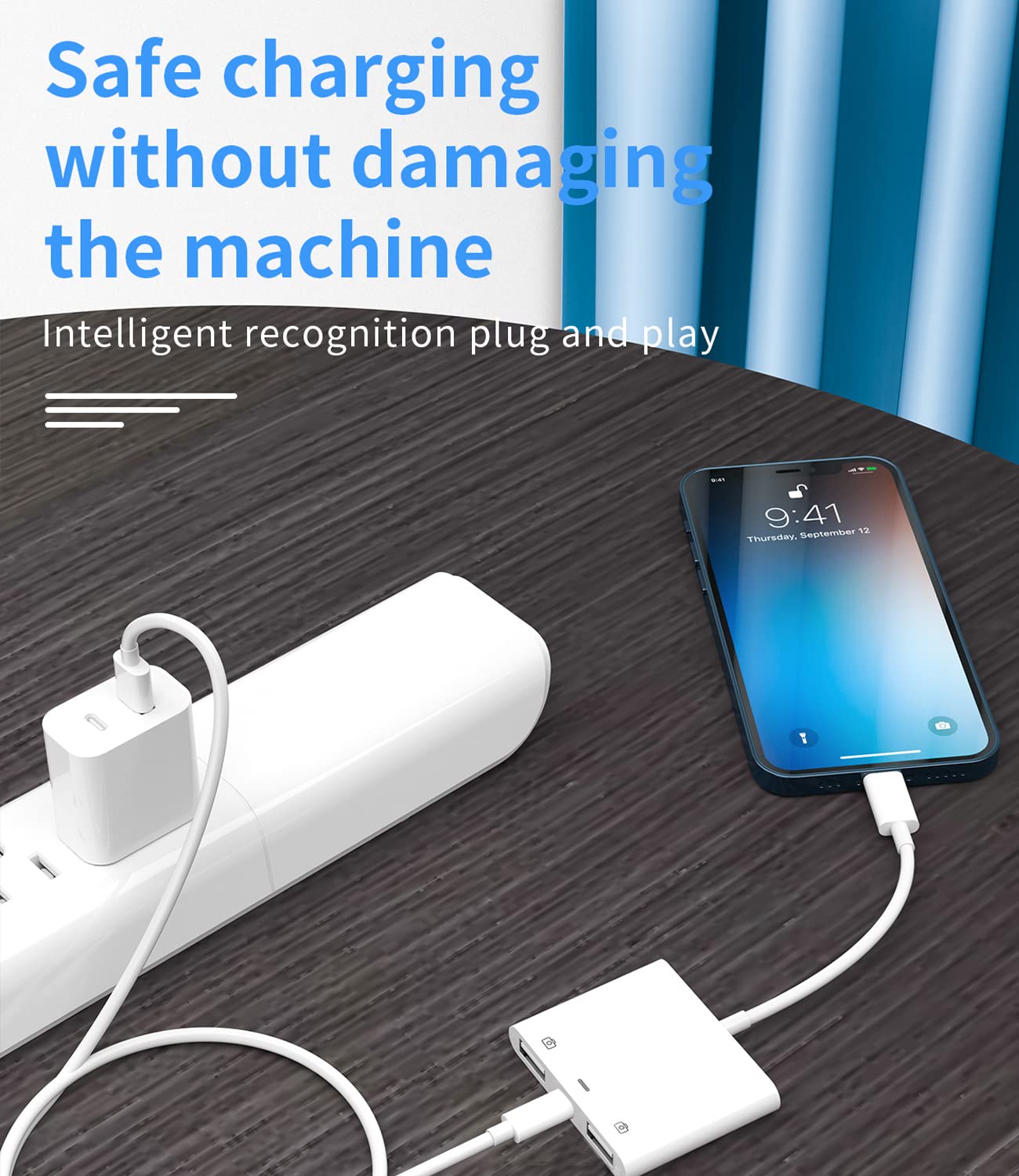 Apple Certified Lightning Male to USB Female Adapter OTG and Charger Cable for iPhone 11 12 Mini max pro xs xr x se 7 8plus Ipad air A Camera Memory Stick Flash Drive Cord Converter Charging Splitter
