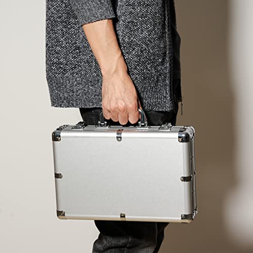 Deluxe Hard Aluminum 200 Battery Storage Organizer case with tester, Safe Fireproof Batteries container holder caddy box with handheld checker, hold 60 AA, 86 AAA, 8 C, 8 D, 8 9V Batteries(no battery)
