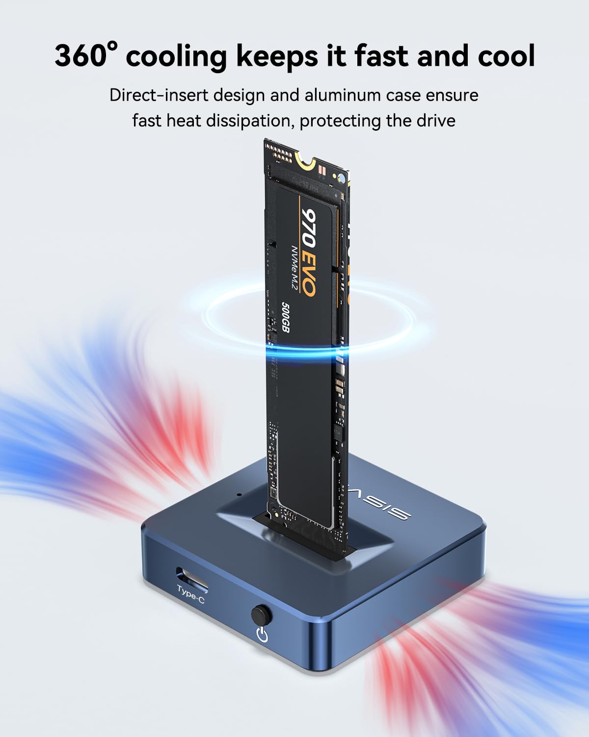 ACASIS NVME SSD Reader Adapter, Aluminium Alloy Housing Fast Heat Dissipation, NVME to USB Docking Station, M.2 SSD to USB Adapter 10Gbps, Support M.2 (M Key) NVMe SSD and (B+M Key) SATA-Based SSD