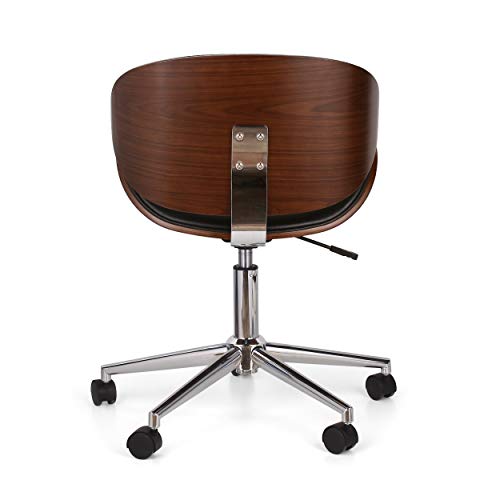 Christopher Knight Home Dawson ARMLESS Office Chair, Midnight Black + Chrome + Walnut