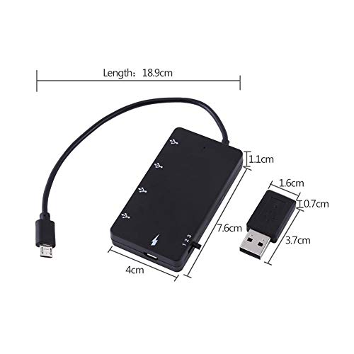 Salaty Extension Adapter USB Charging Cable Micro USB Hub OTG Adapter, Card Reader Keyboard 4 Port OTG Cable Adapter, Support Hot-Swappable for Smartphone Tablet