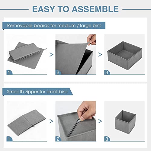 14 Pack Sock Underwear Drawer Organizer Dividers, Foldable Fabric Dresser Drawer Organizers for Clothing, Bra, Sock, Undies, Tie, Belt, Scarf