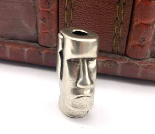 2pc Easter Island Stone Catcher Brass Knife Beads DIY Pendant Brass Bead Keychain Pendant Copper Paracord Bracelet Accessories EDC DIY Bead Paracord Accessories (color1)