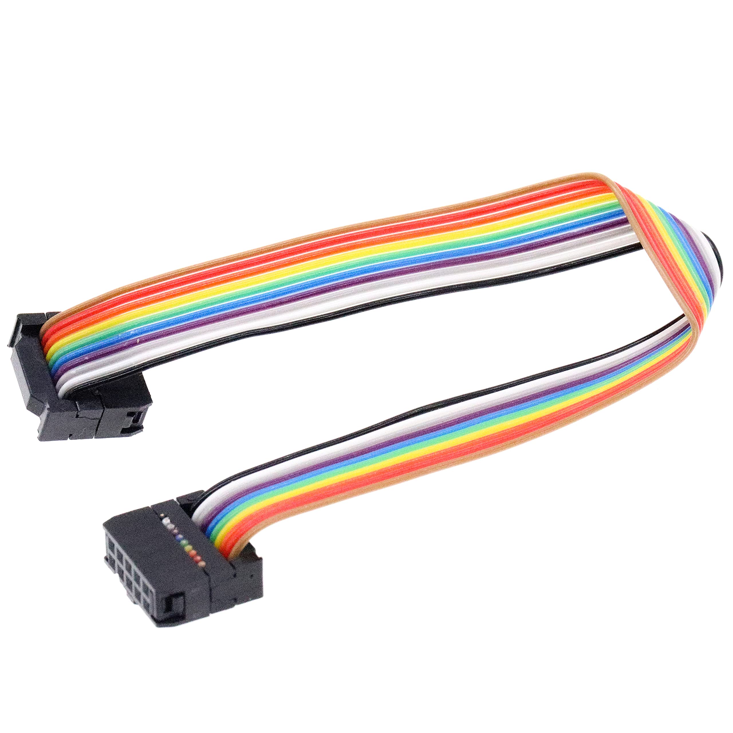 whiteeeen 10pcs 10 Pin for Flat Colorful Ribbon Cable 0.1" Pitch Female to Female Sockets About 7.87" IDC Connector