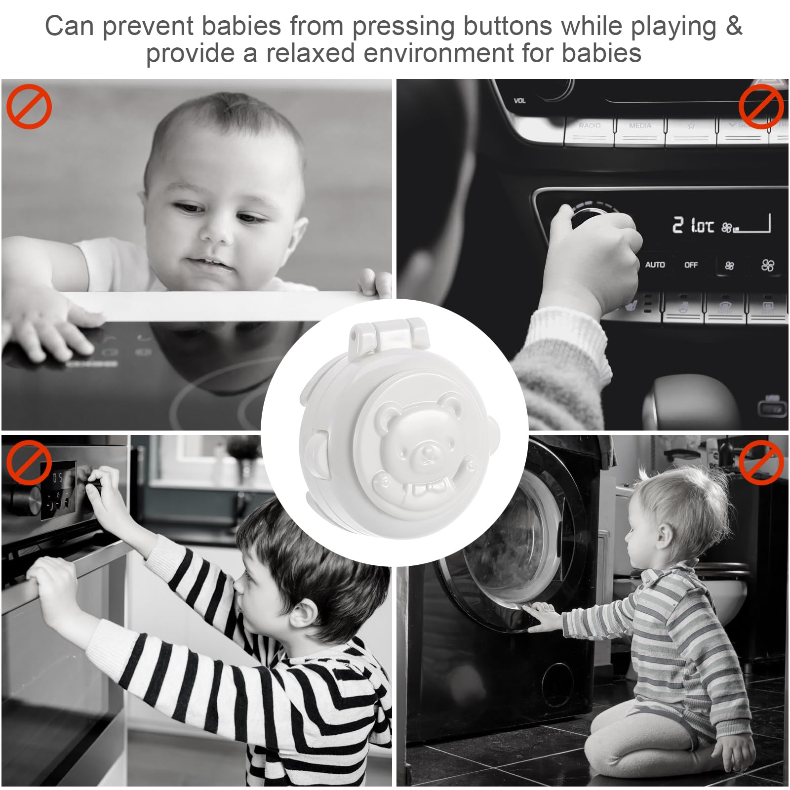 DOITOOL 4Pcs Children Safety Button Covers Security Lock,Child Proof Car Washing Machine Key Start Protection Cover,Baby Safety Prevent Pressing Device for Stove Refrigerator Washer