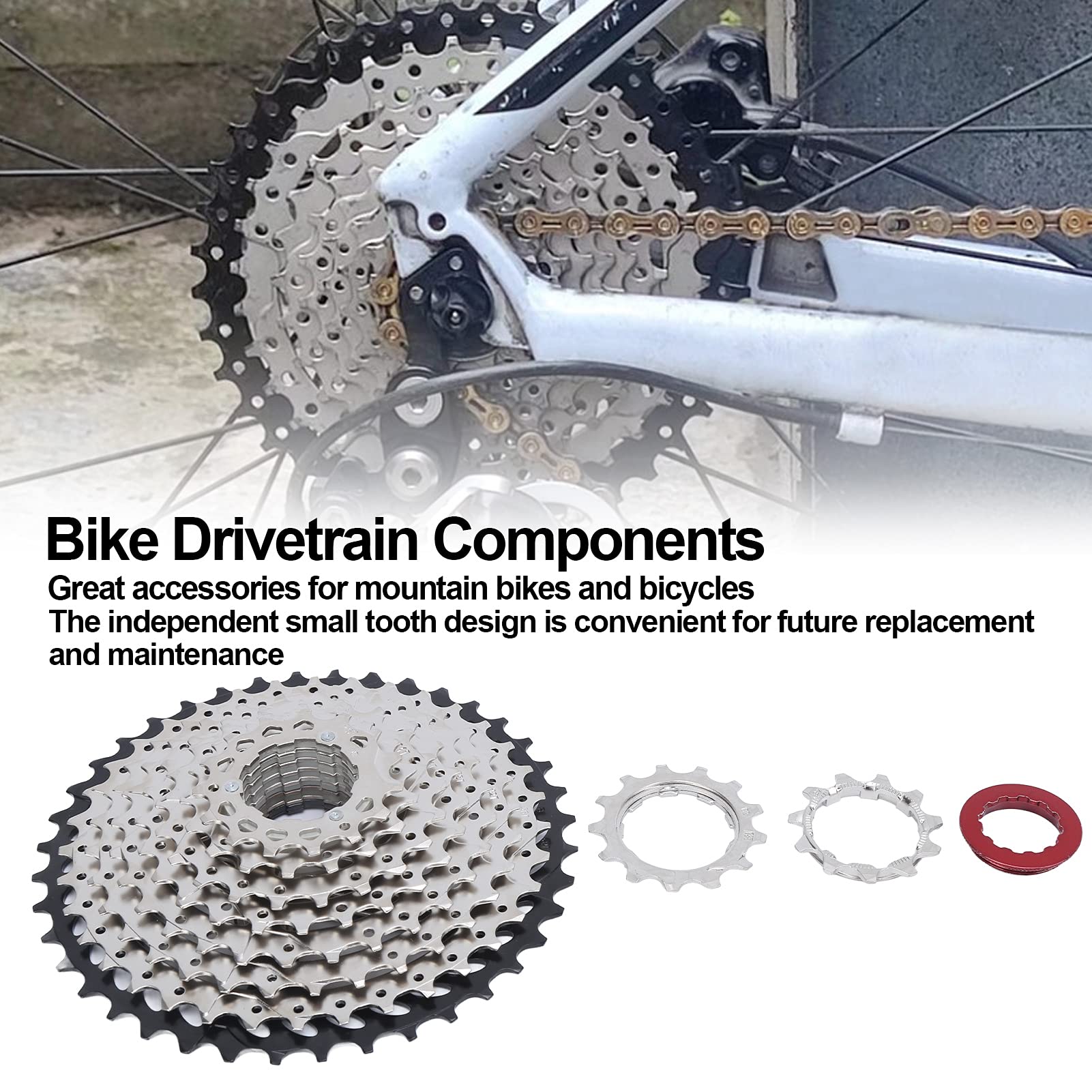 01 02 015 Bicycle Cassette, Bike Freewheel Lightweight 10 Speed Wear Resistant for Road Bicycle for Mountain Bicycle