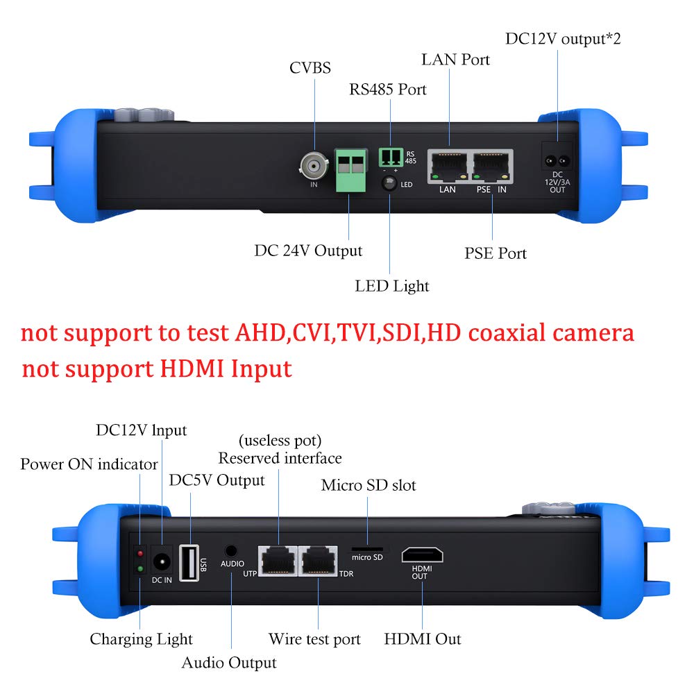 CCTV Camera Tester-Support up to 6K IP Camera and CVBS Analog Camera-with IP Discovery/PoE/WiFi/HDMI Output/RJ45 TDR Test/PTZ Control/Focus Test