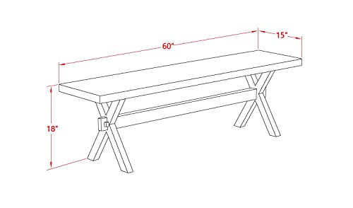 East West Furniture Dining Bench, 72 x 15 x 18, XB677