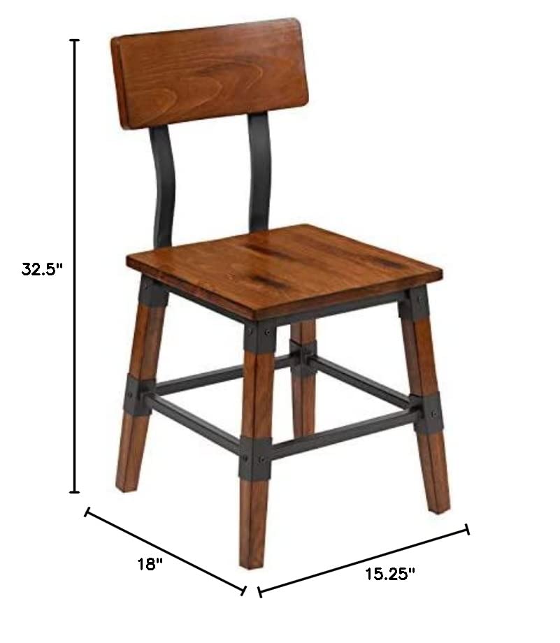 Flash Furniture Jackson 4 Pack Rustic Antique Walnut Industrial Wood Dining Chair