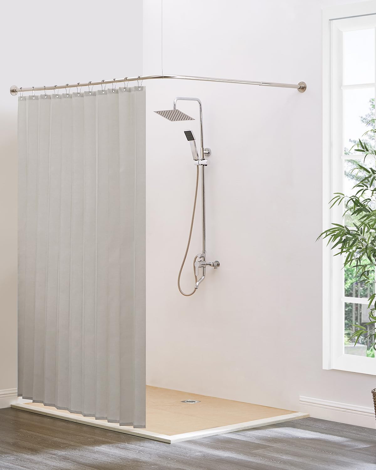 Crkmire 2 Pcs Shower Curtain Rod Accesorios for Corner Shower Rod, Extended Long Rod 15.75in (40cm) Length Rod for Bathroom