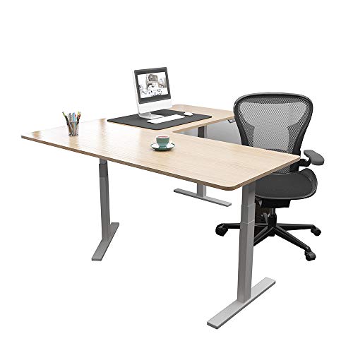 Bookshelf Height-Adjustable L-Shaped Standing Corner Desk Frame, Intelligent Electric Lifting Table with 4 Automatic Memory Keyboards, Heavy-Duty Steel Desk can Rotate 120°, for Home Office