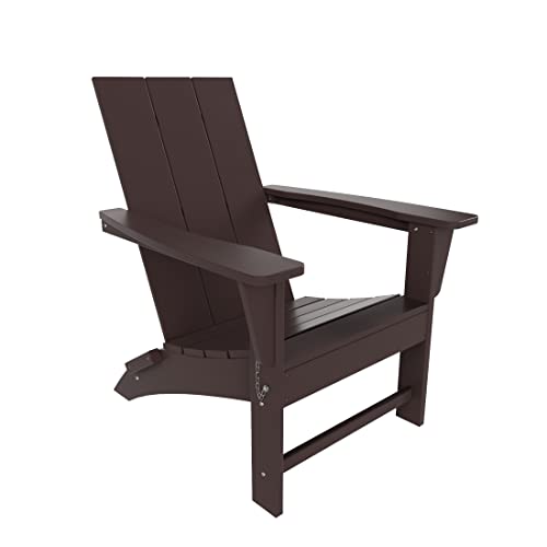 WO Home Furniture HDPE Adirondack Chair Folding Poly Lumber All Weather UV/Fade Resistant Heavy Duty for Patio, Backyard, Balcony, Garden, Lawn (Dark Brown)…