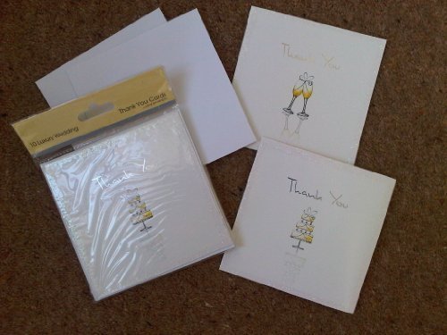 10 x Sparkly Luxury Wedding Thank You Cards Cake & Glasses Design